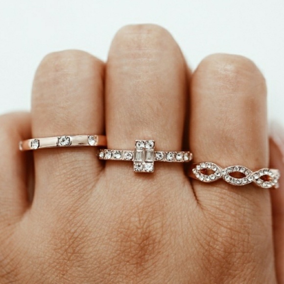 Lucky's Lady Gifts | Jewelry | 3 Ring Diamond Rose Gold Ring Trio Twist ...